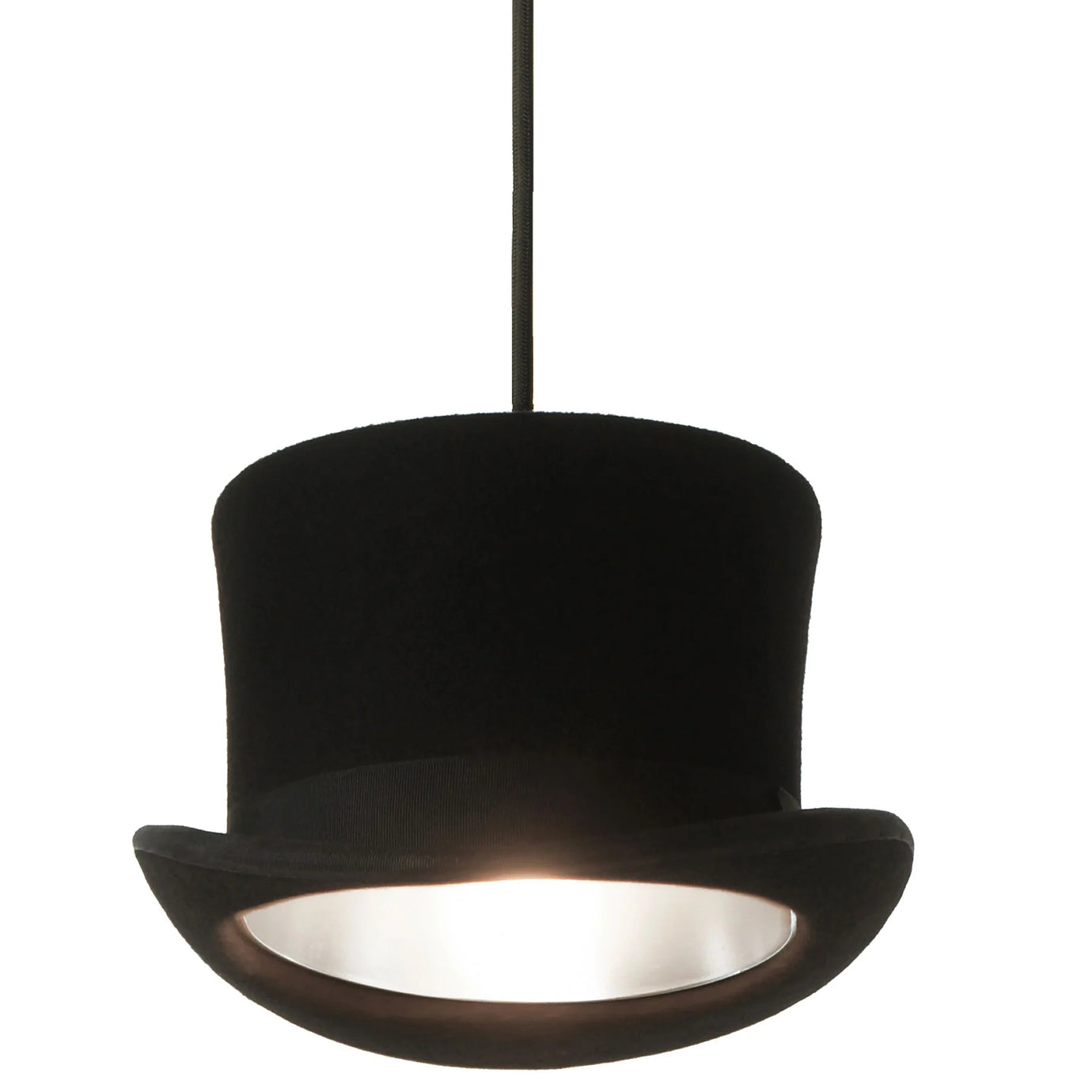Hat Pendant Light in Black Wool – Wooster Designer Ceiling Fixture by ...