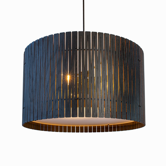 Kerf Plywood Drum Pendant Light- Modern Sustainable Wood Drum Pendant ...