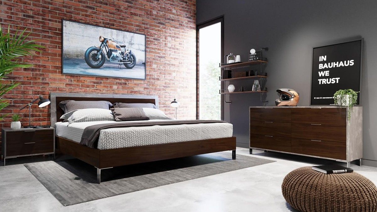 Queen Nova Domus Conner Dark Walnut & Concrete Bedroom Set - LoftModern ...
