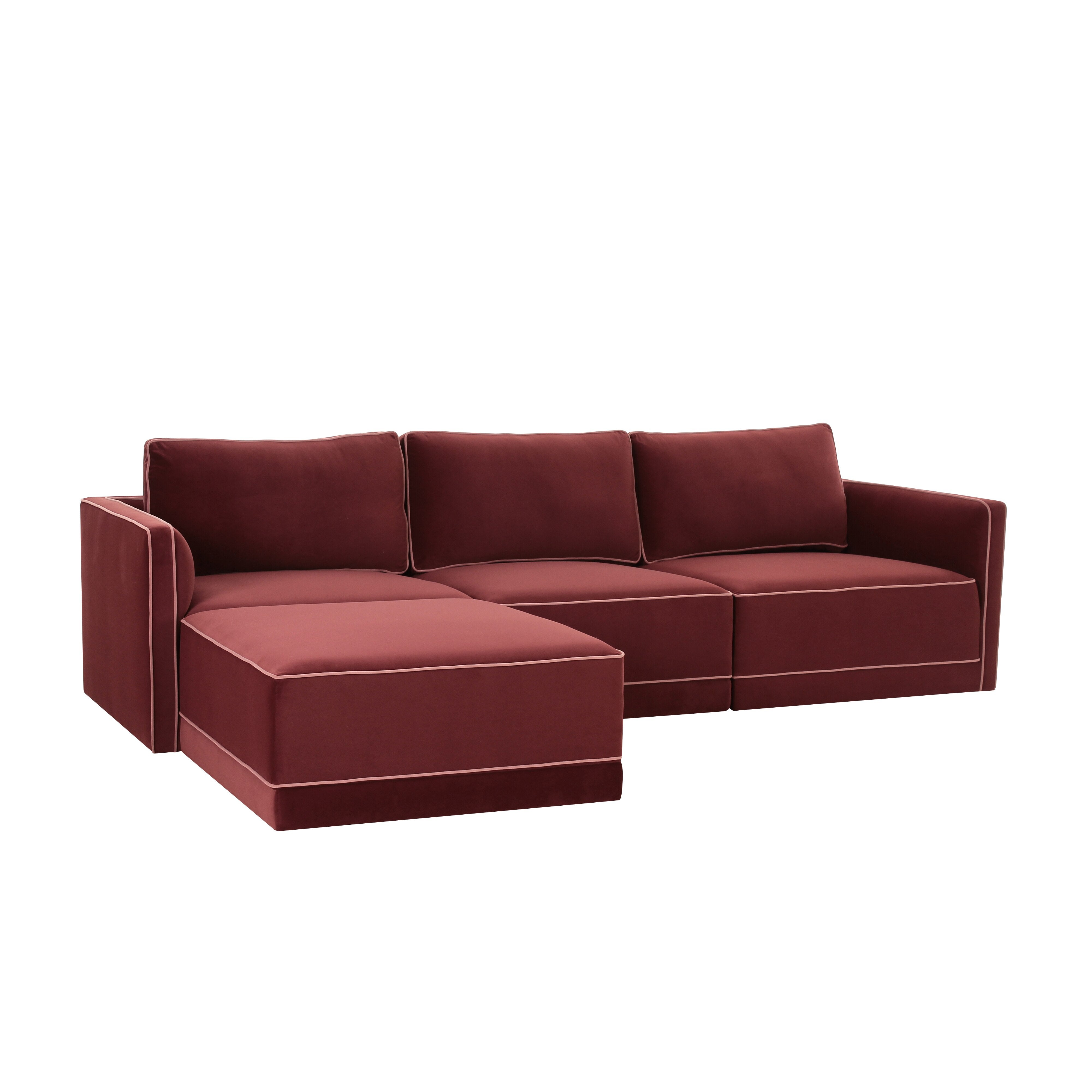 TOV Willow 4-Piece Performance Velvet Modular Sectional Red – LoftModern