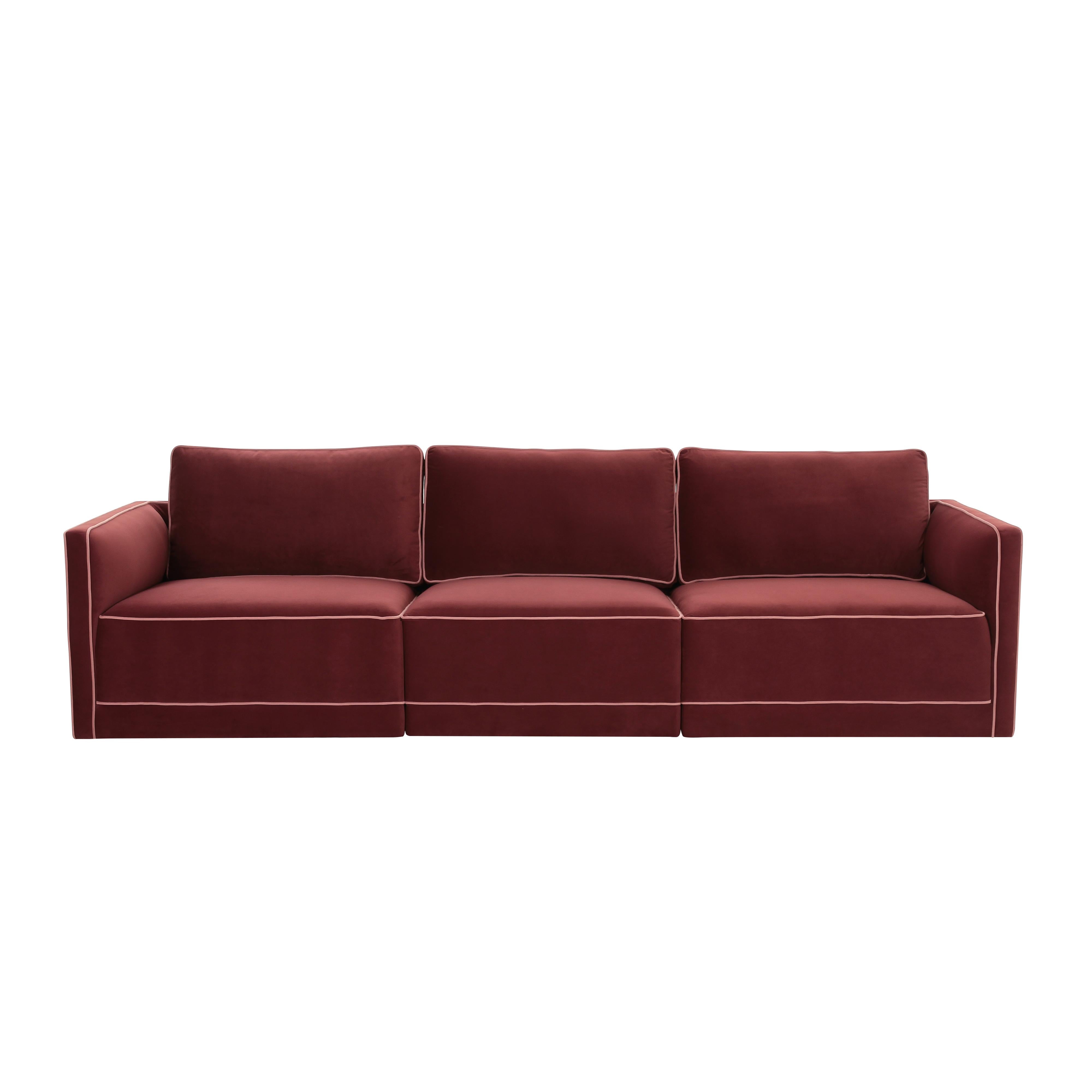 TOV Willow 105" Performance Velvet Modular Sofa Red – LoftModern