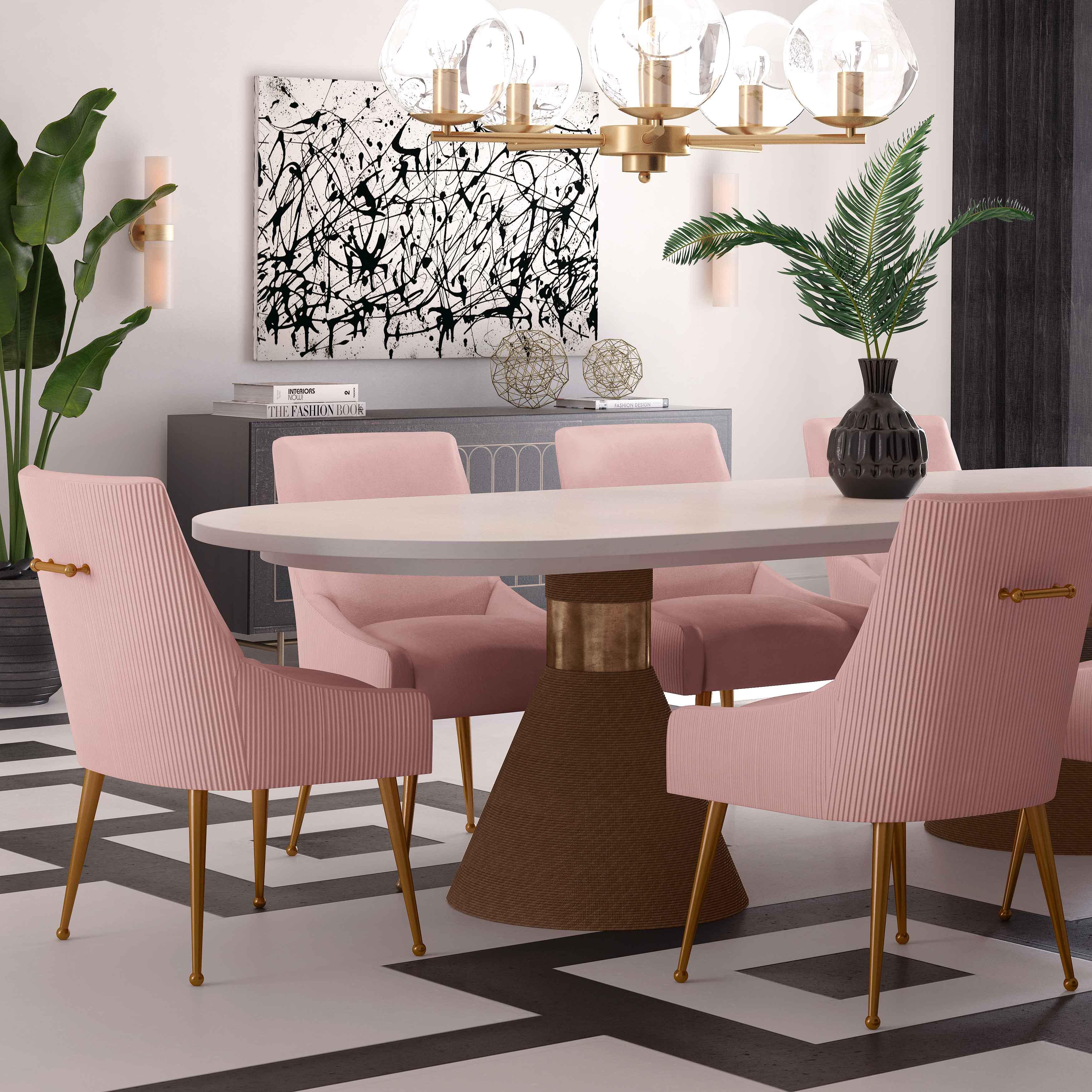 TOV Beatrix Pleated Blush Velvet Side Chair