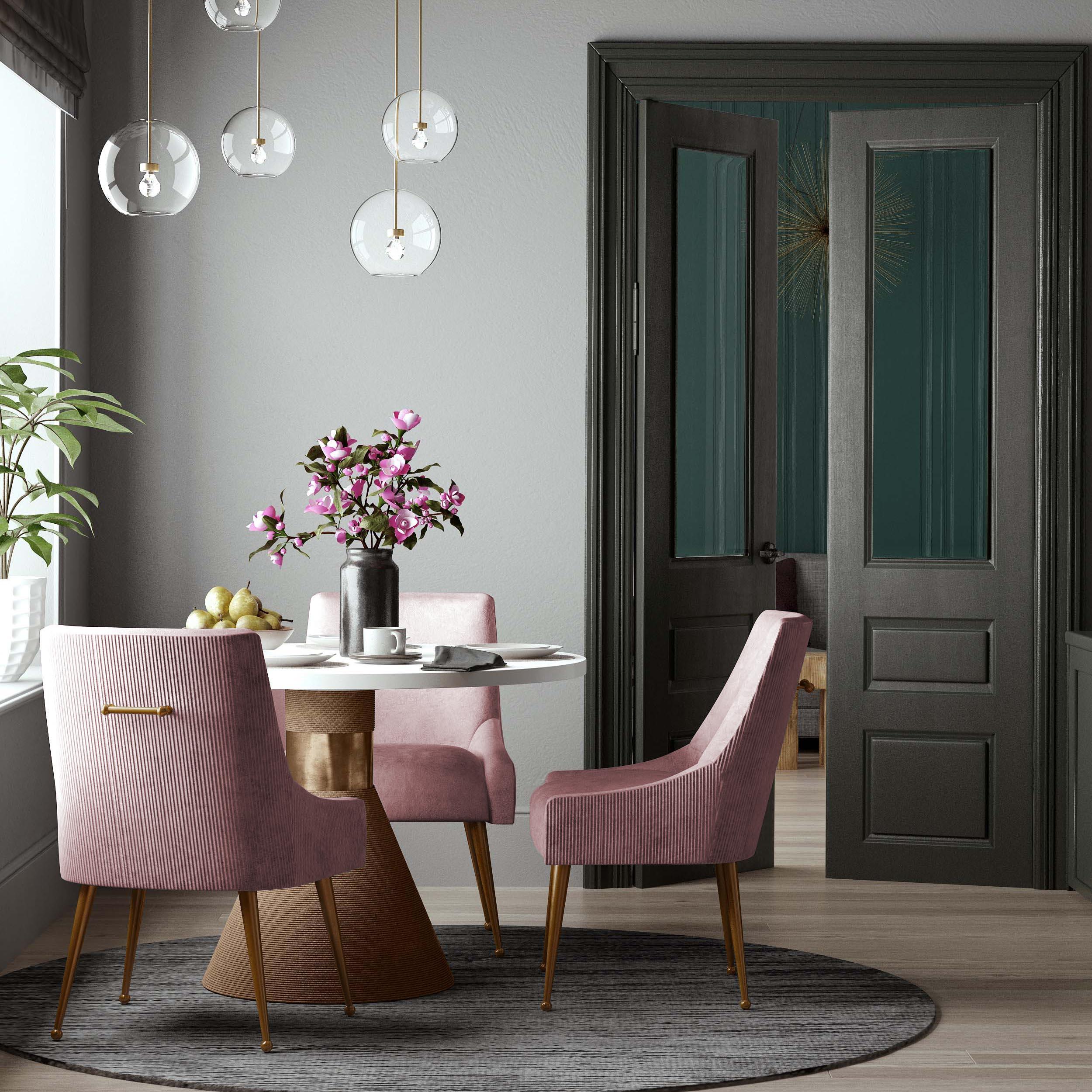 TOV Beatrix Pleated Mauve Velvet Side Chair