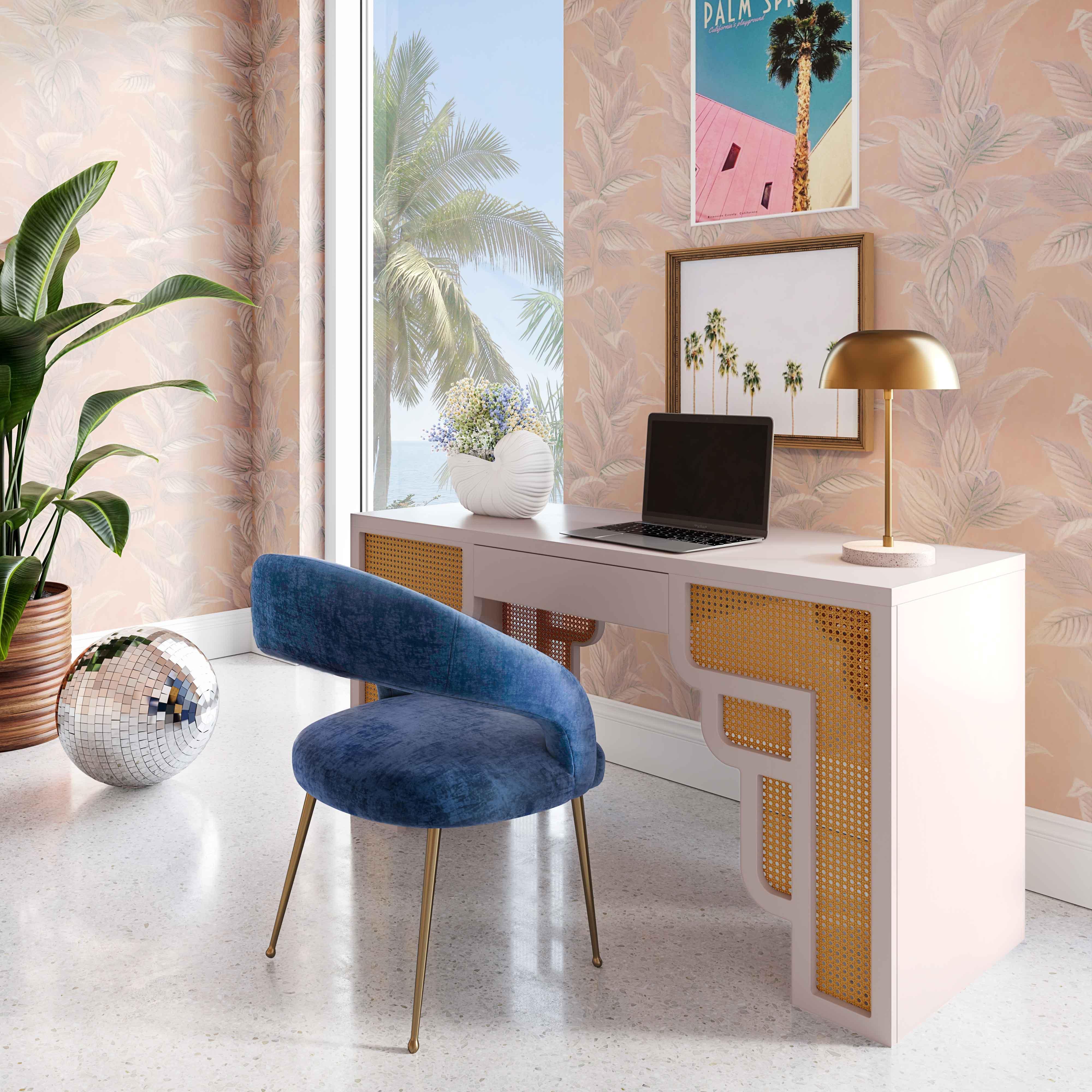TOV Suzie Cream Rattan Executive Desk