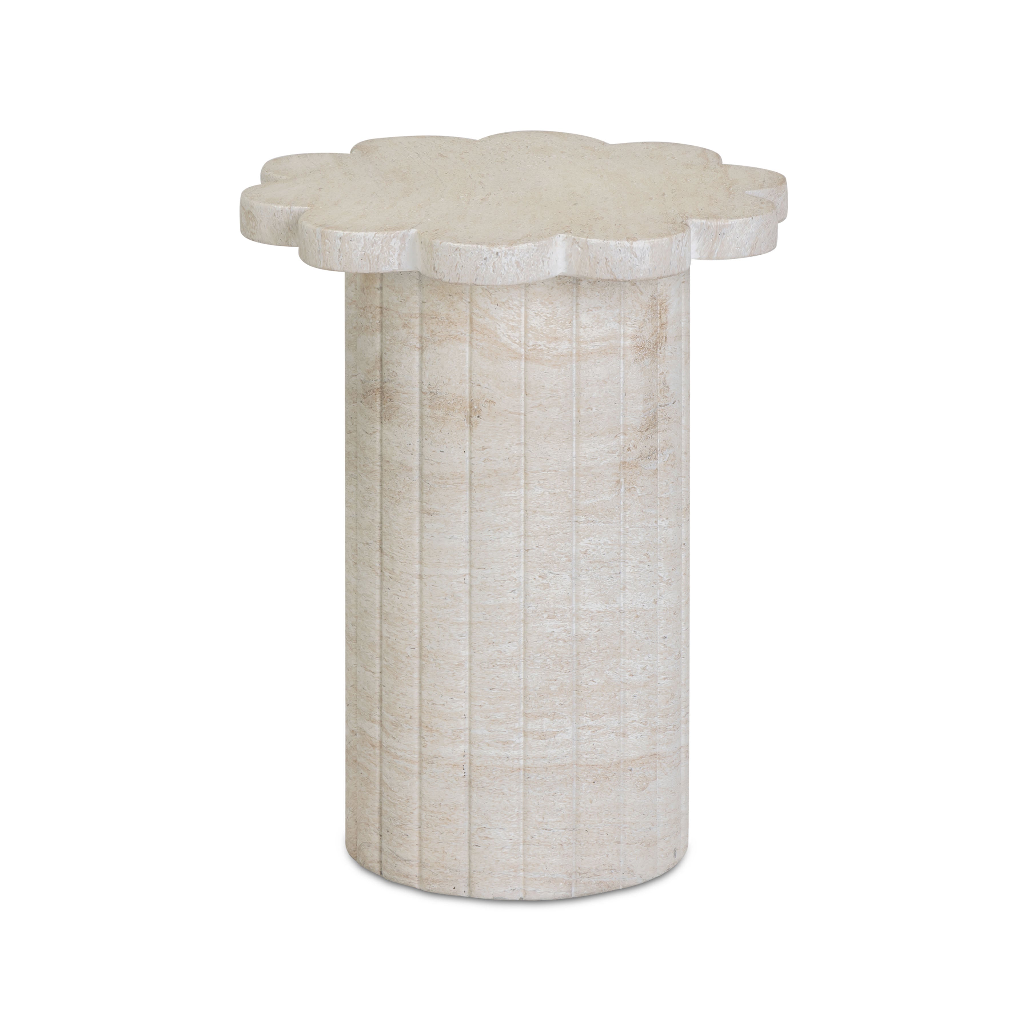 TOV Blossom Faux Travertine Indoor/Outdoor Concrete Side Table ...