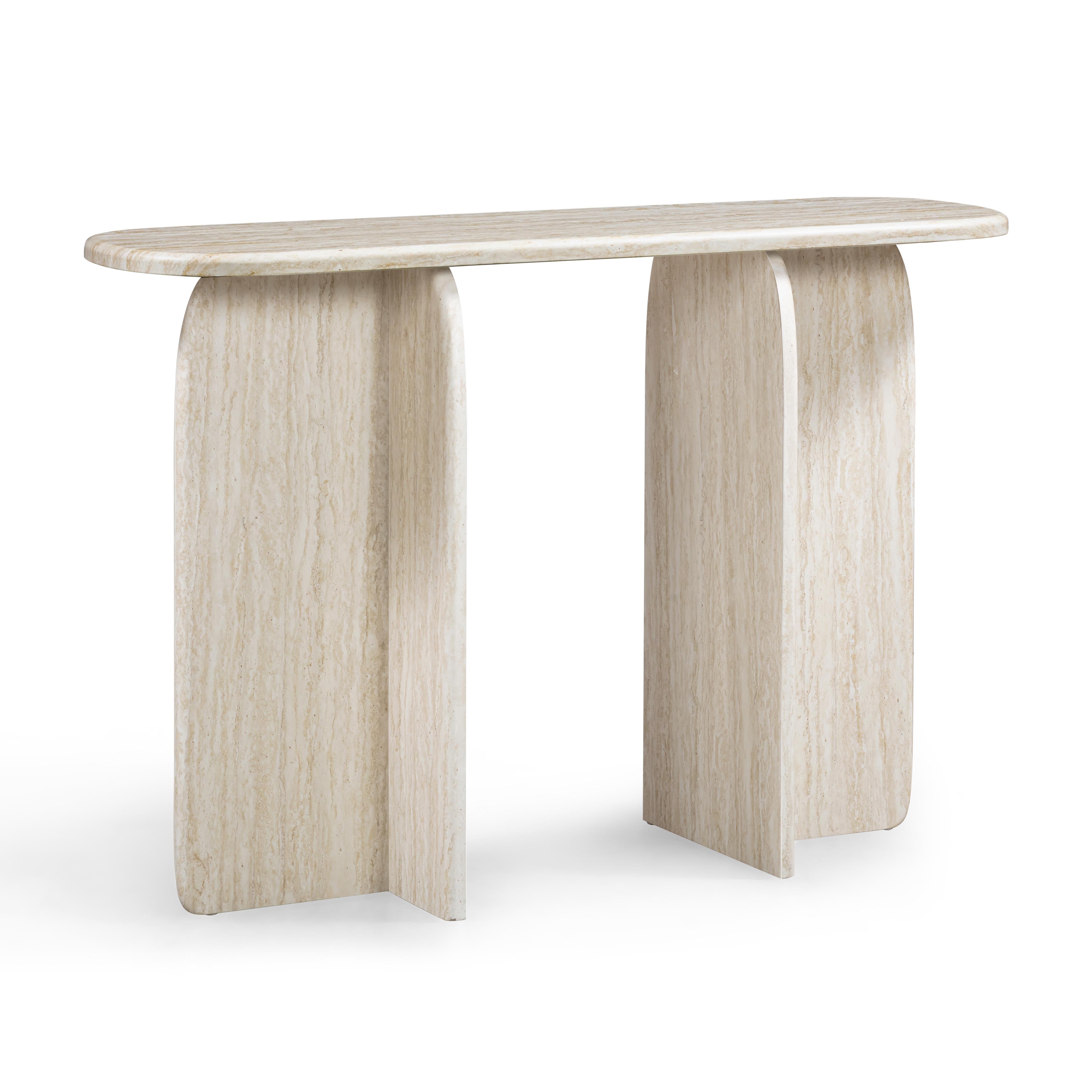 TOV Clementine 48" Faux Travertine Console Table Travertine – LoftModern